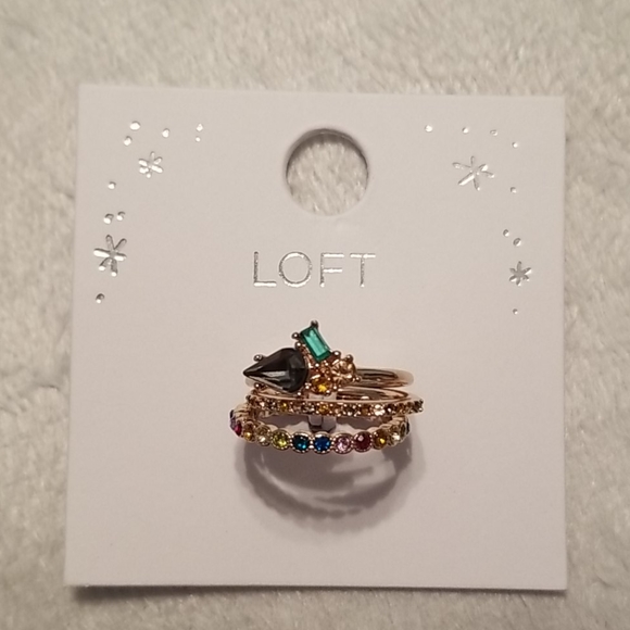 LOFT | Jewelry | Loft Rainbow Stacked Ring Set | Poshmark